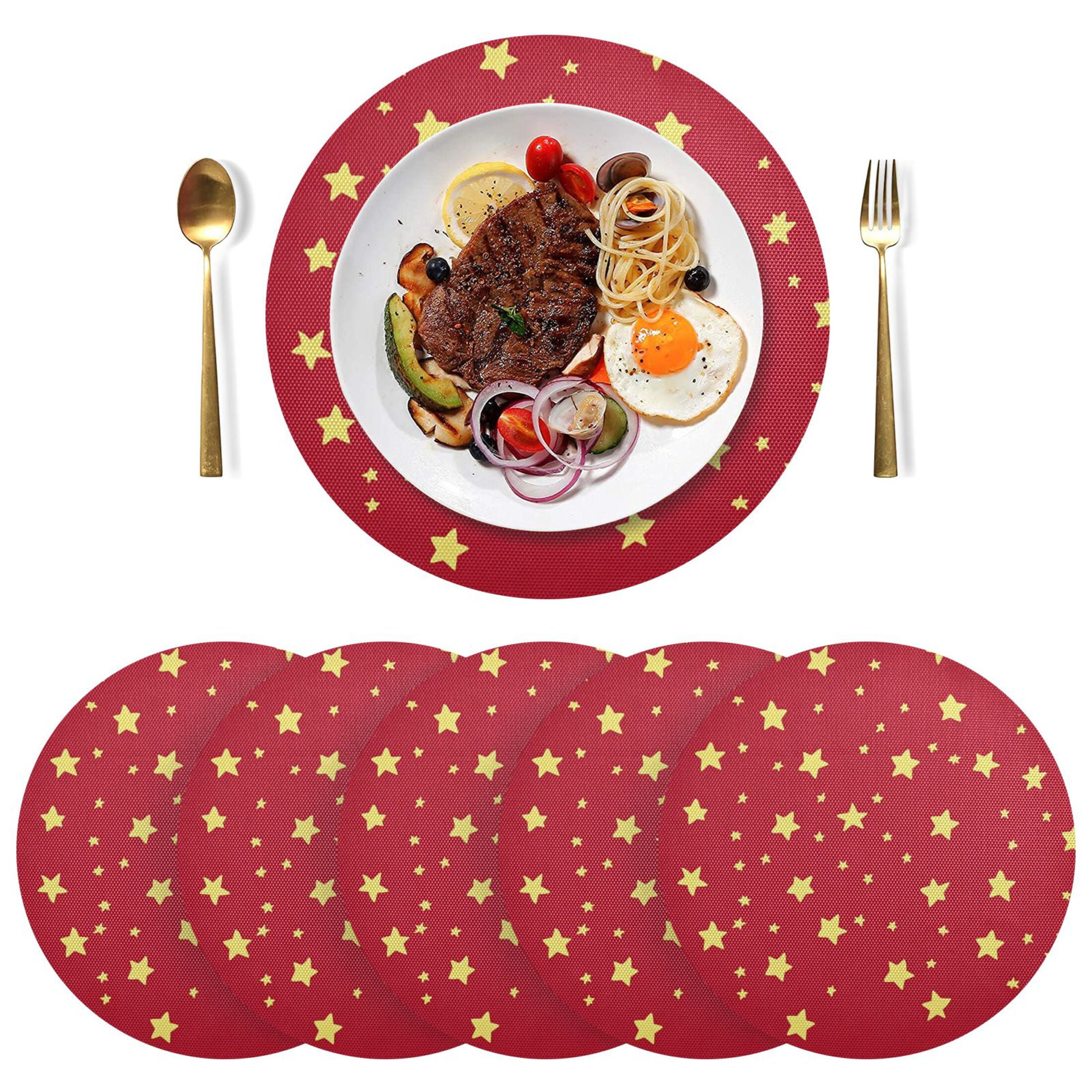 Round Placemats Plate Mats 15 Inch Non-Slip Heat Resistant Washable PVC ...
