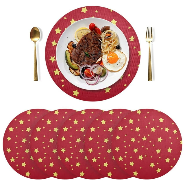 Round Placemats Plate Mats 15 Inch Non-Slip Heat Resistant Washable PVC ...