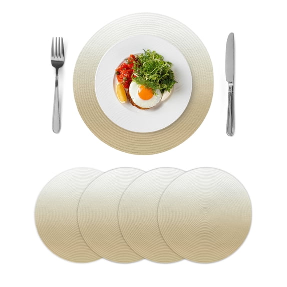 Round Placemats Retro Yellow Ombre 15 inch Set of 4 Table Mats for ...