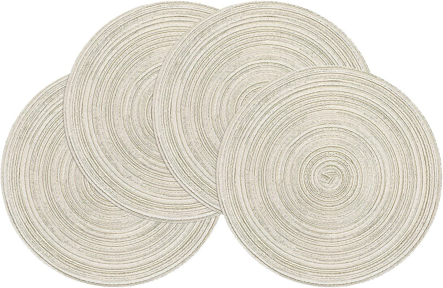 Round Placemats Set of 4 Round Braided Placemats 15 Inch Table Mats for ...