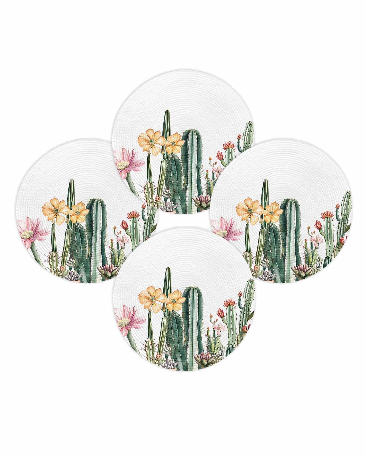 Round Placemats Set of 4 Cactus Place Mats Washable Woven Placemat ...