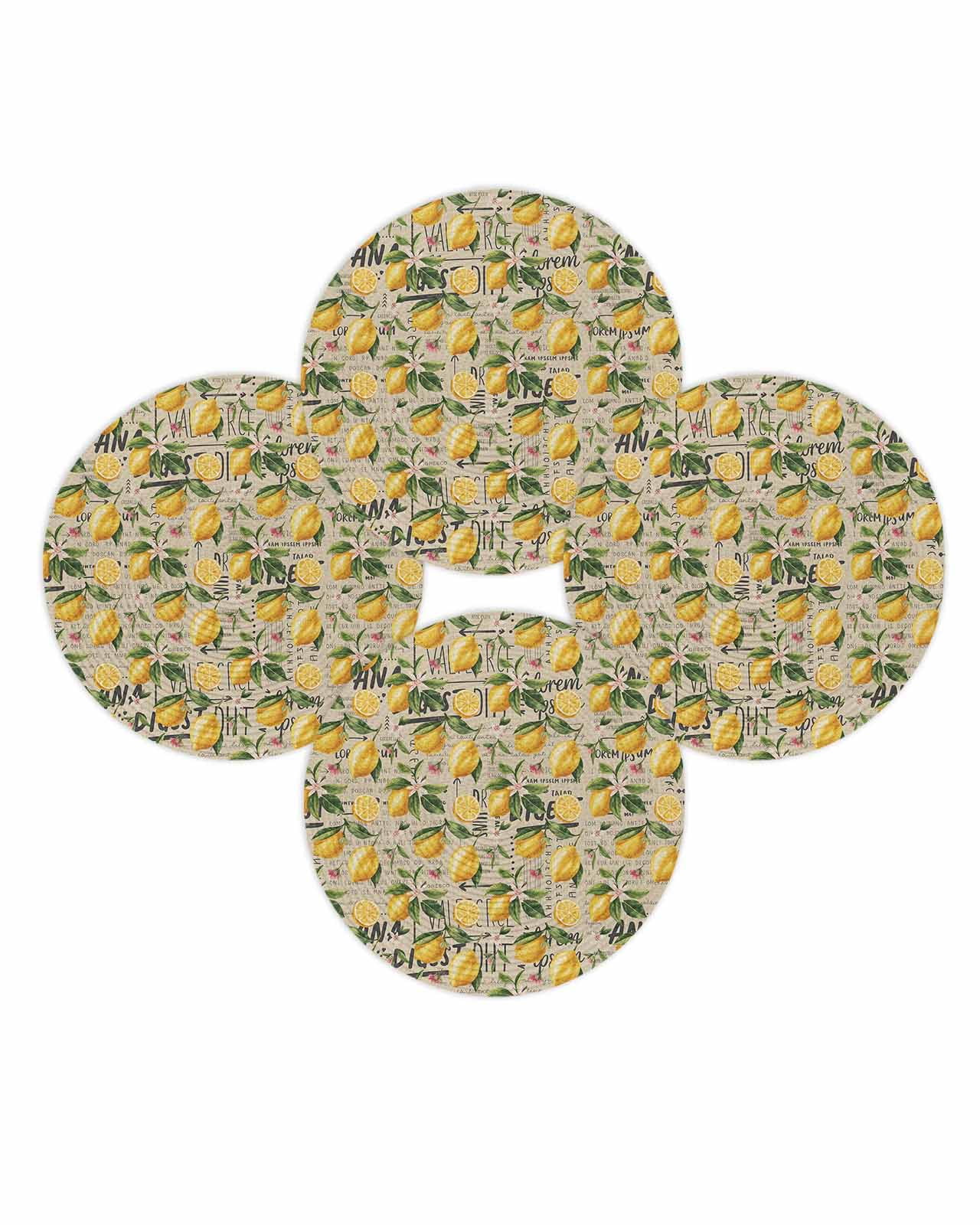 Round Placemats Set of 4 FloralLemon Place Mats Washable Woven Placemat ...