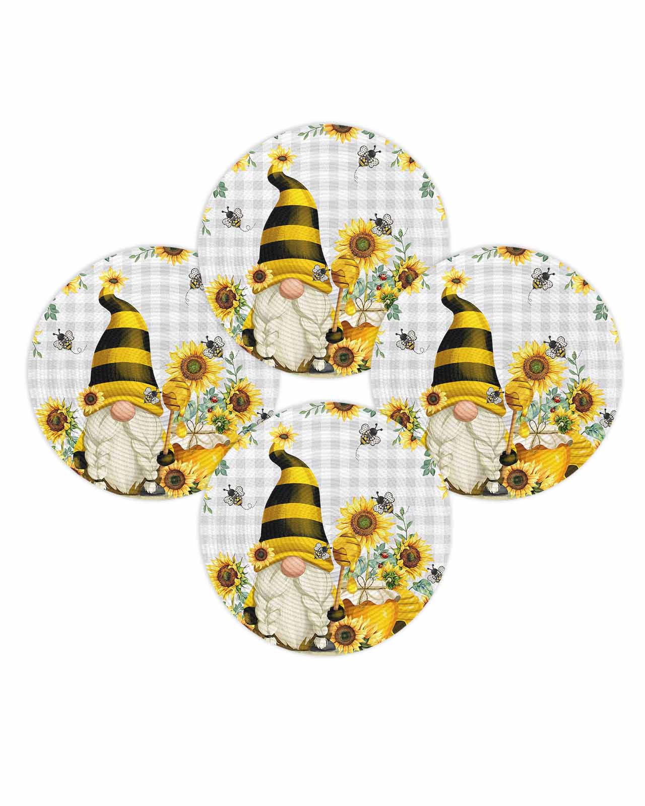 Round Placemats Set of 4 Gnome Honey Bee Place Mats Washable Woven ...