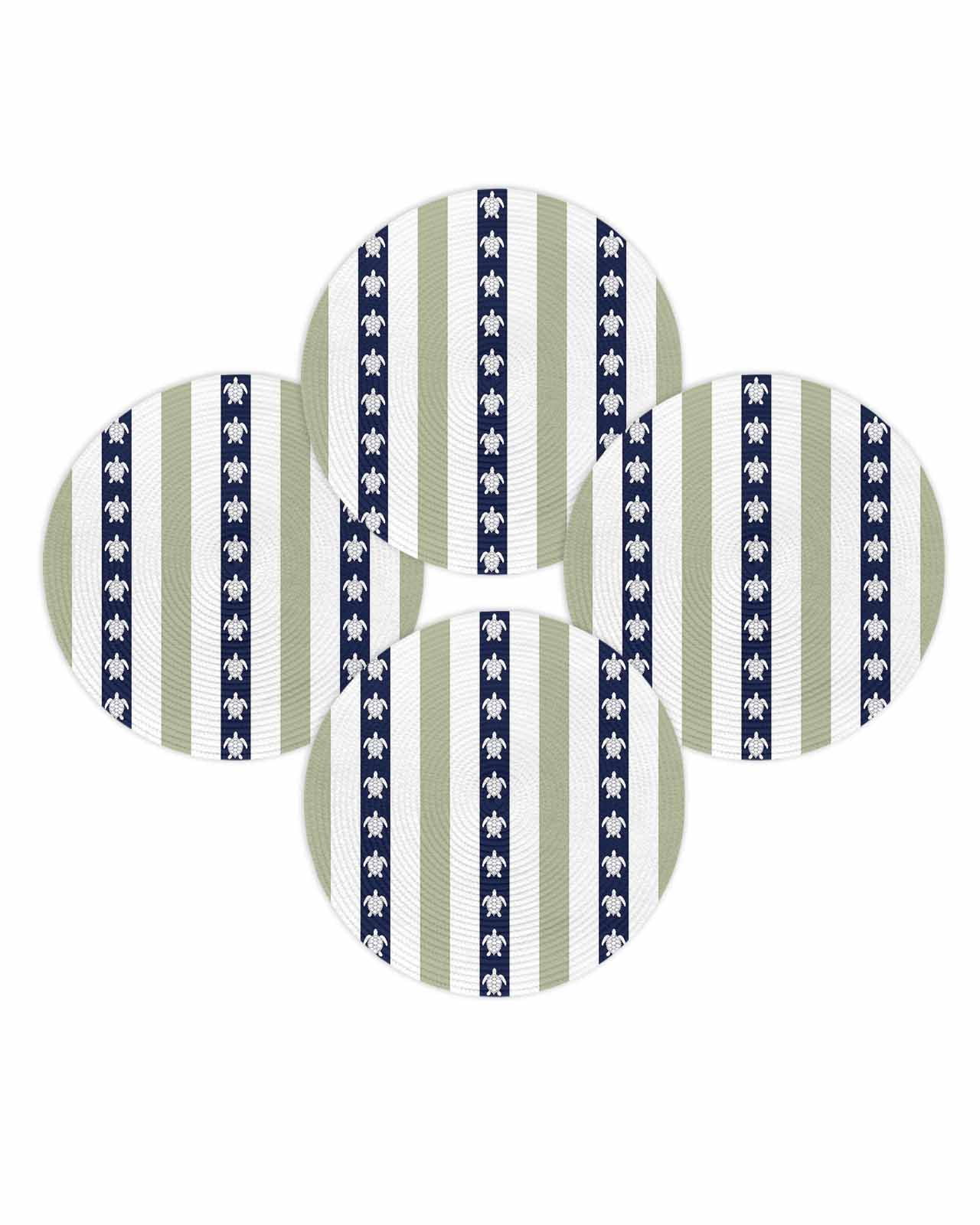Round Placemats Set of 4 Sea Turtle Stripes Place Mats Washable Woven ...