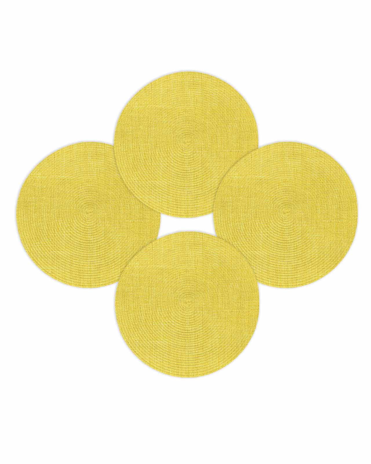 Round Placemats Set of 4 Yellow Linen Texture Place Mats Washable Woven ...