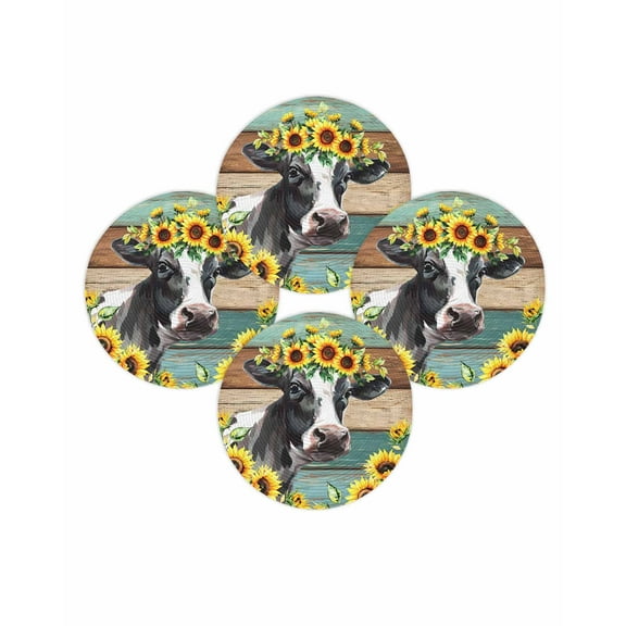 Farmhouse HOME Round Table Placemats set of 4, Summer Eucalyptus Leaves ...