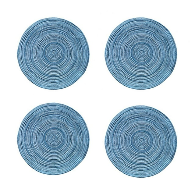 Round Placemats Set of 4, Cotton Woven Table Mats,14 Inch Washable ...