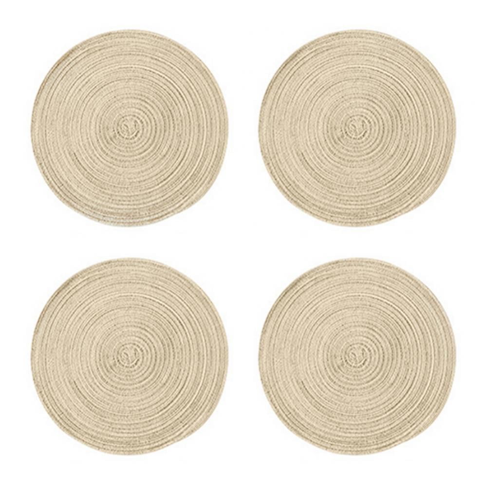 Round Placemats Set of 4, Cotton Woven Table Mats for Dining Tables 14 ...