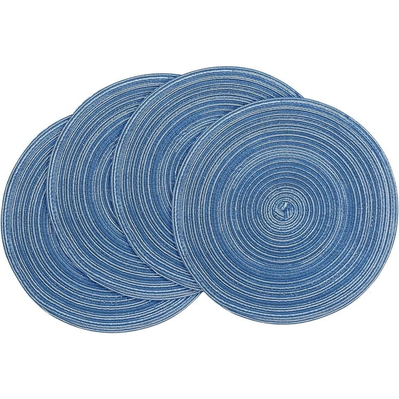 Blue Gold Abstract Marble Texture Round Table Placemats set of 4 ...