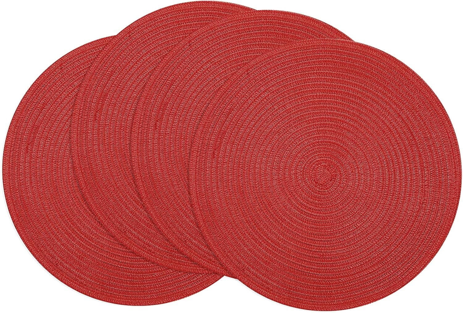 Round Placemats Set of 4 for Dining Tables 15 inch Cotton Braided ...