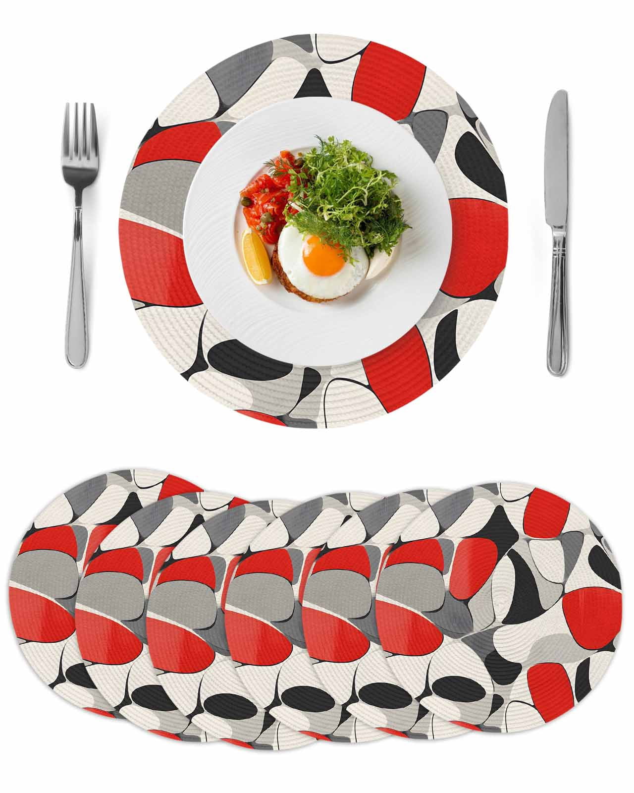 Round Placemats Visual Arts 15 inch Set of 6 Table Mats for Dining ...