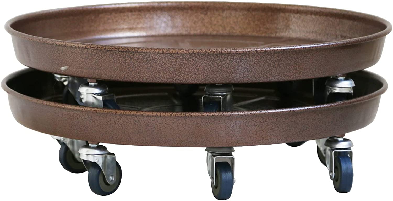 Round Plant Stand with Lockable Wheels, Heavy Duty for Indoor Outdoor ...