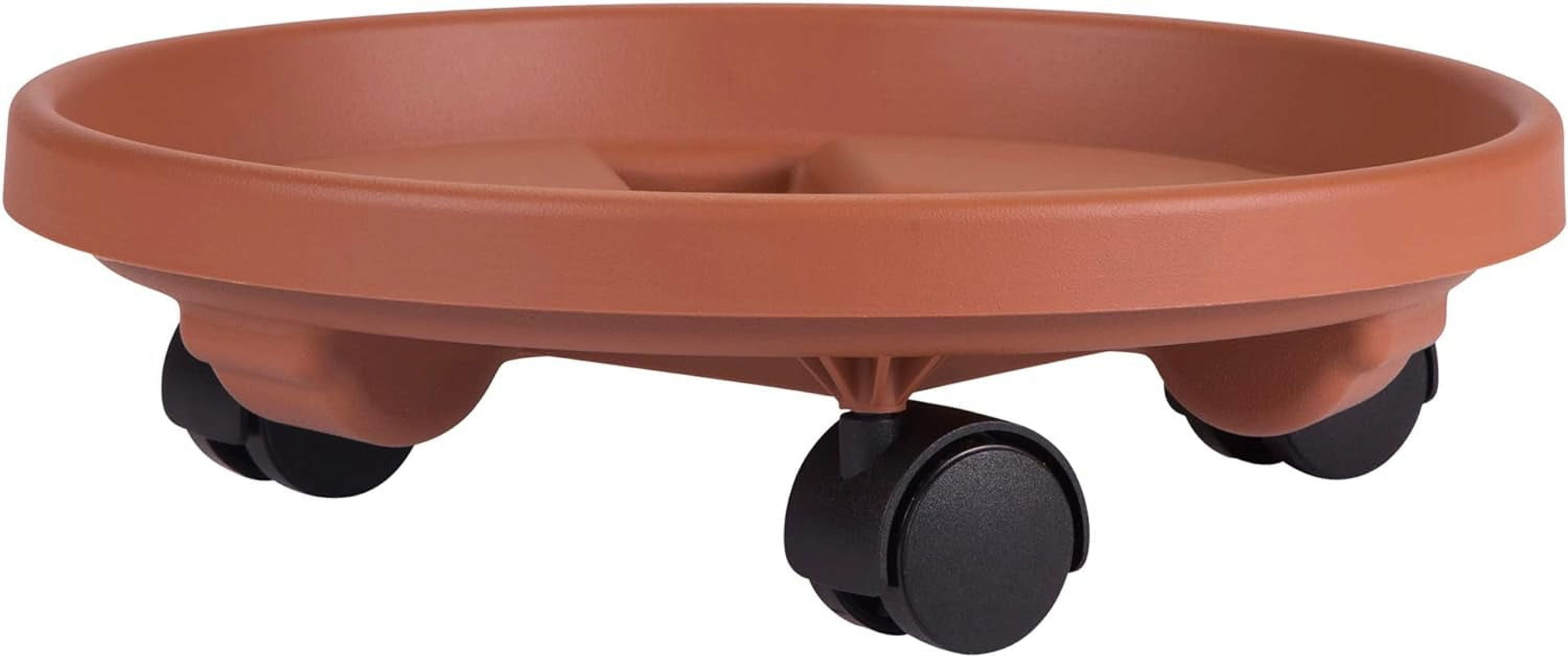 Round Planter Caddy with Wheels: 16" - Terra Cotta - Durable Plastic ...