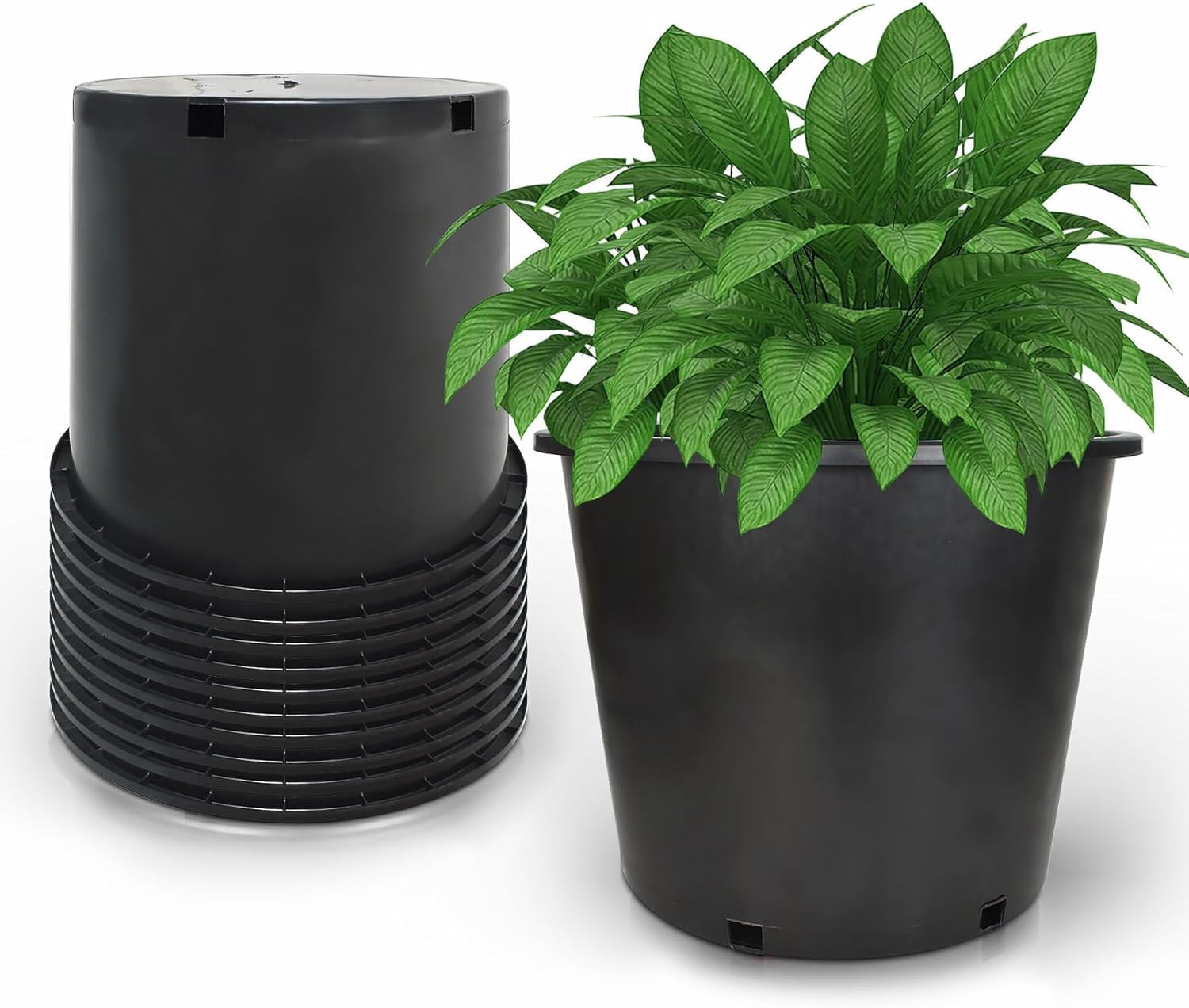 Round Planter Nursery Pots, Flower Plant Container Injection Molded ...