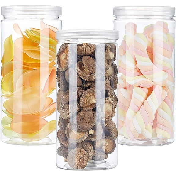 Plastic Jars with Lids, 16 Pcs 32 OZ Large Plastic Storage Jars with ...