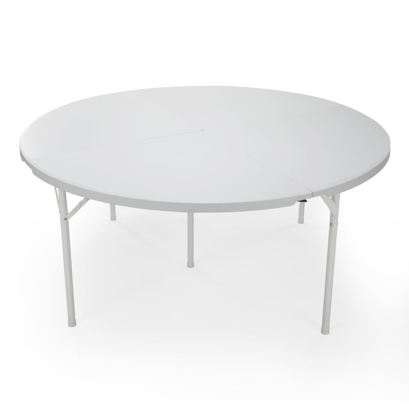 Round Plastic Folding Table with Carrying Handle, 66" Heavy Duty ...