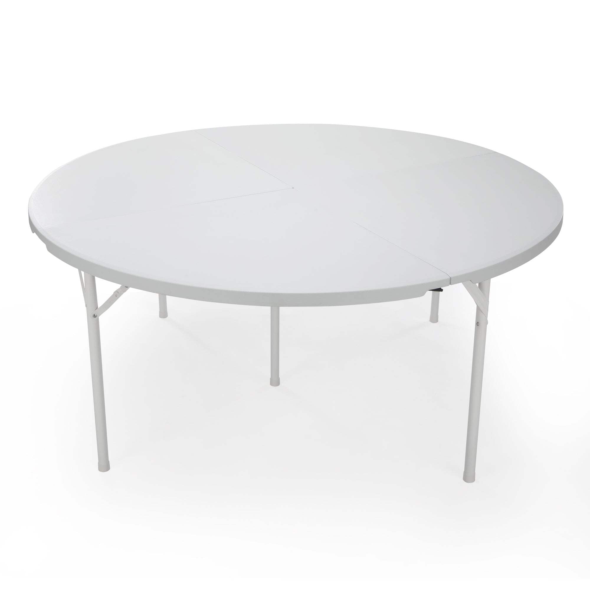 Round Plastic Folding Table With Carrying Handle, 66" Heavy Duty ...