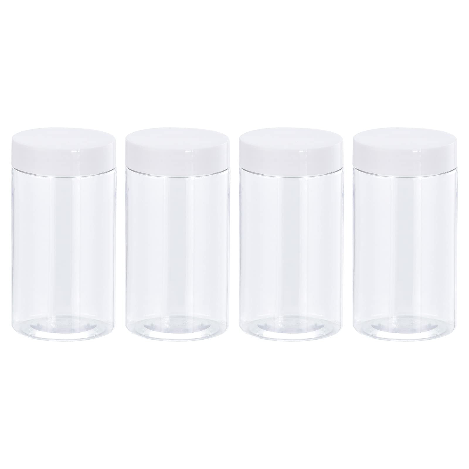 Round Plastic Jars with White Screw Top Lid, 5oz/ 150ml Wide-mouth ...