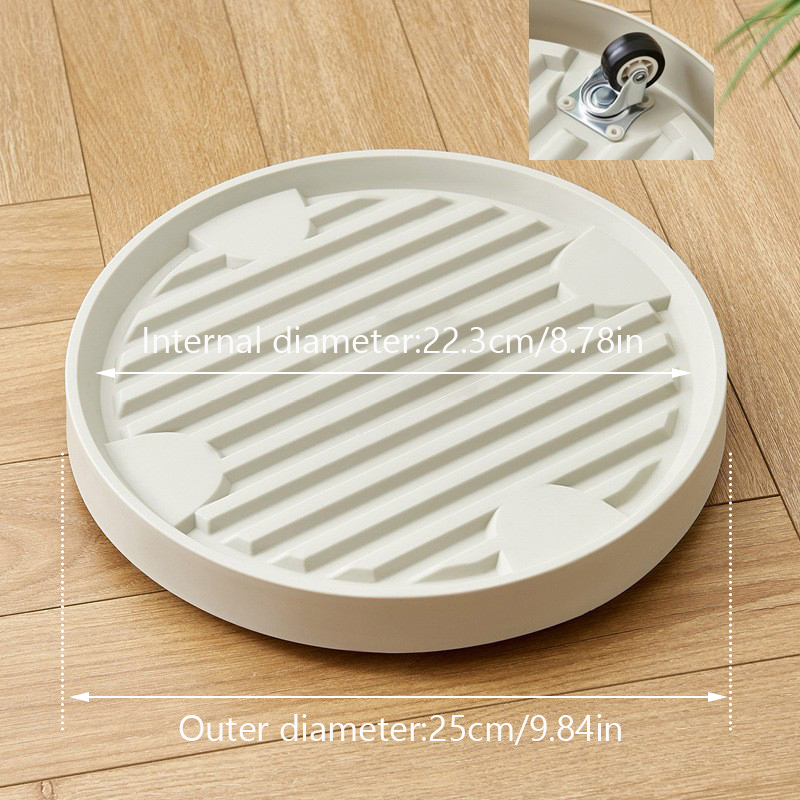 Round Plastic Planter Tray With Wheels Removable Garden Plant Trays ...