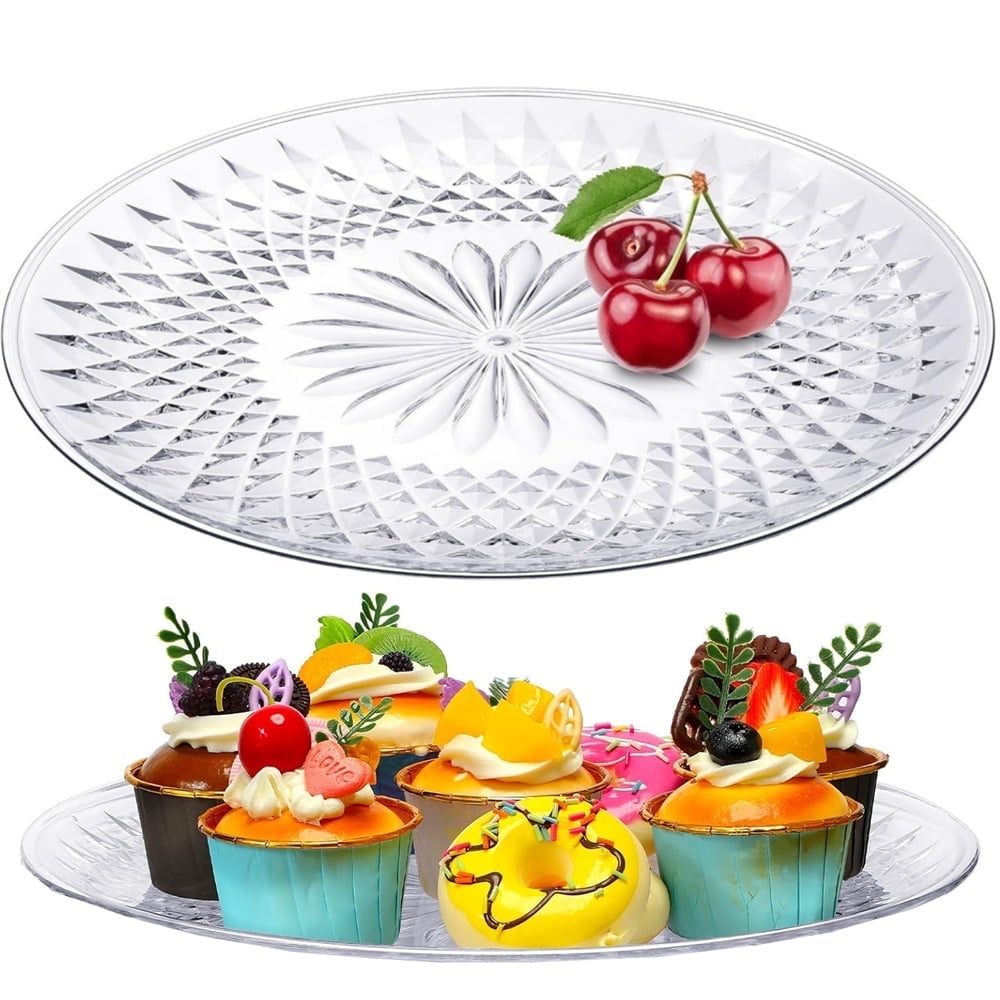 Round Plastic Serving Tray,12 Inch Acrylic Fruit Tray,Snack Candy ...