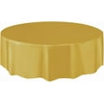 Unique Solid Round Plastic Table Cover, 84"L x 84"W, 1 Pack, Gold ...