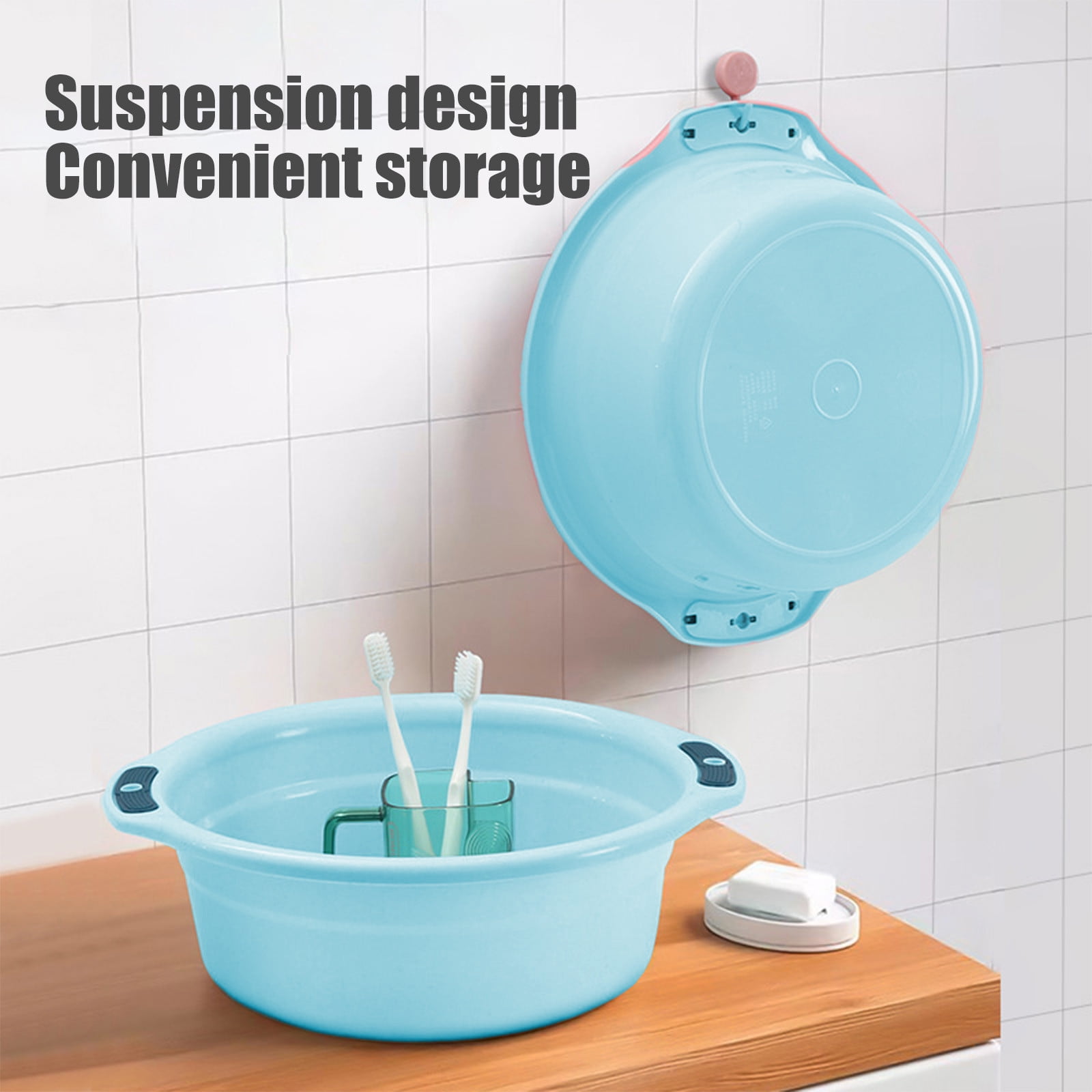 Round Plastic Wash Basin Thickening Colorful Dish Pan Dish Tub for ...