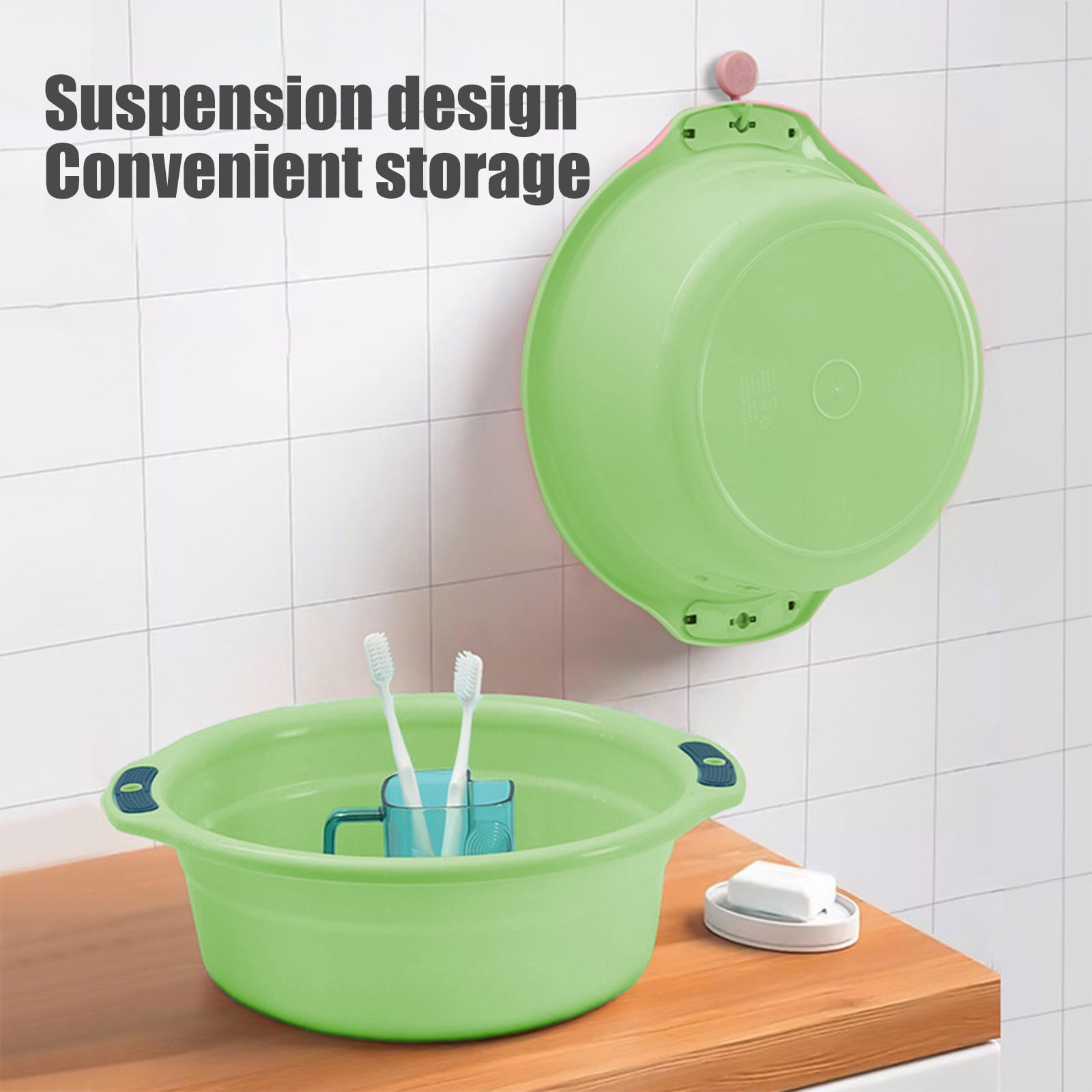 Round Plastic Wash Basin Thickening Colorful Dish Pan Dish Tub for ...