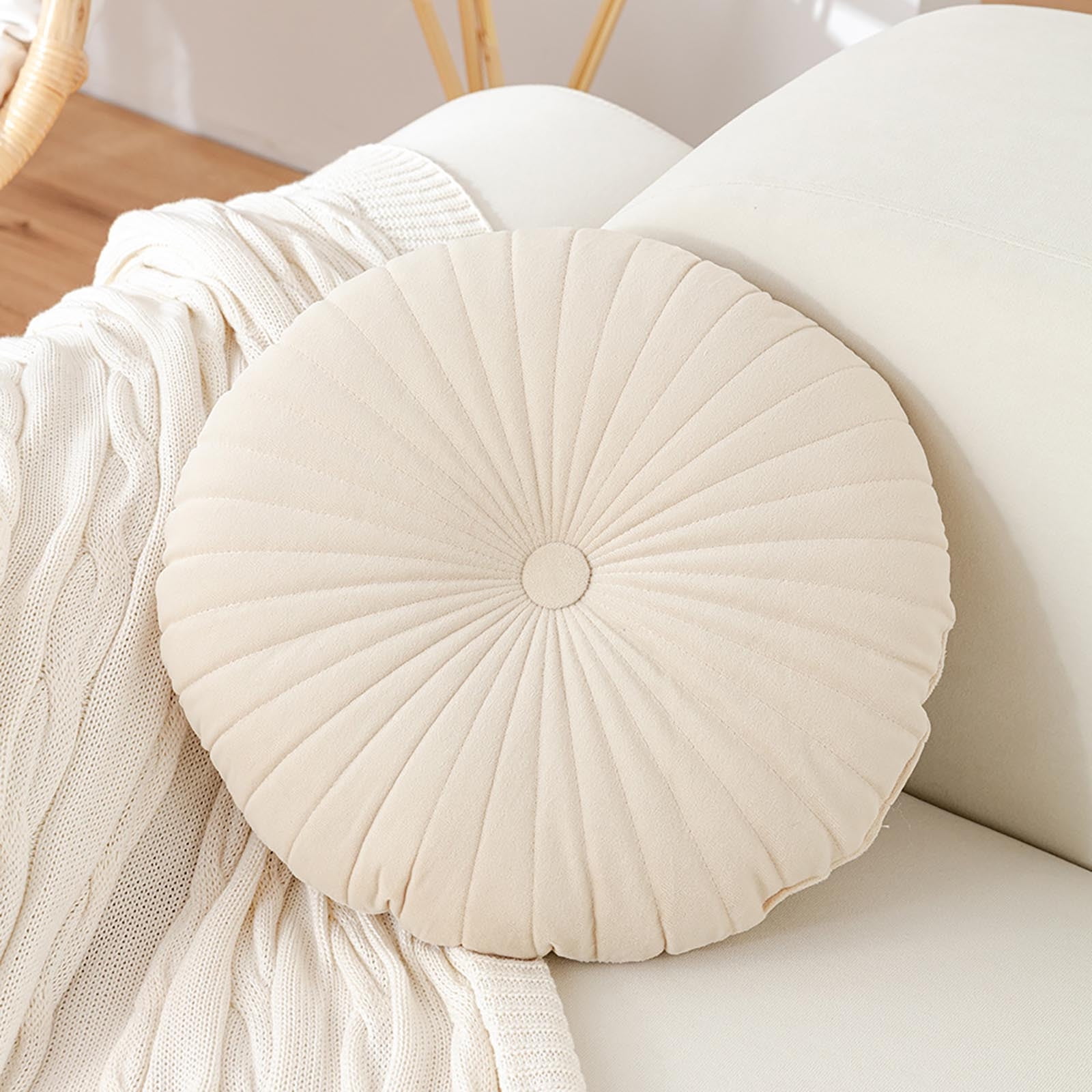 Round Pleated Throw Pillows, Classy Accent Pumpkin Throw Pillows with ...