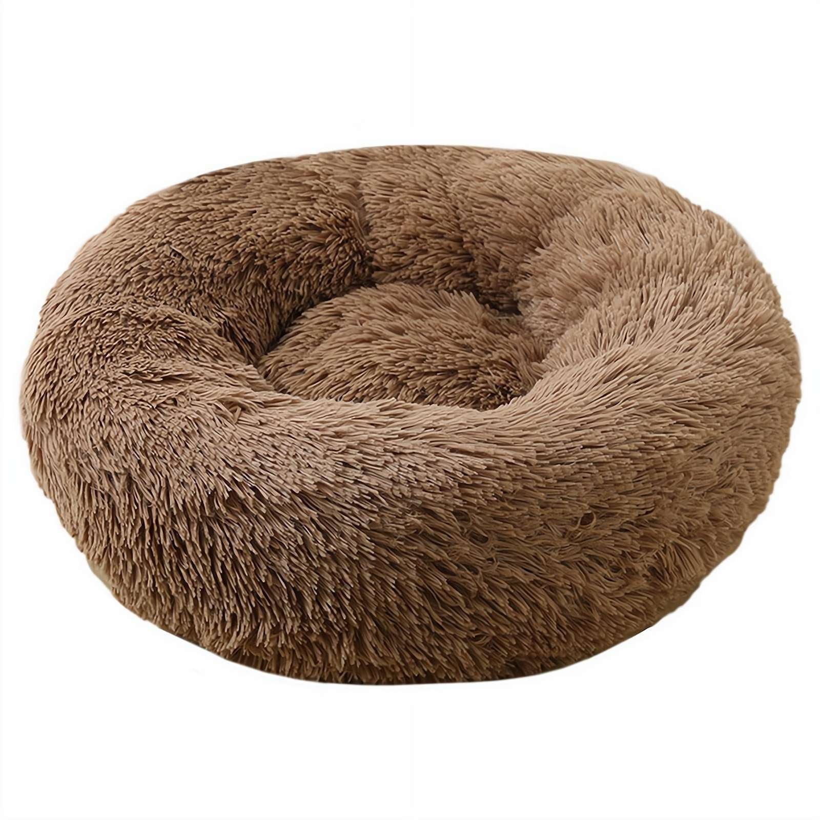 Round Plush Pet Bed for Dog, Soft Cushion House Bed for Cats Dogs ...