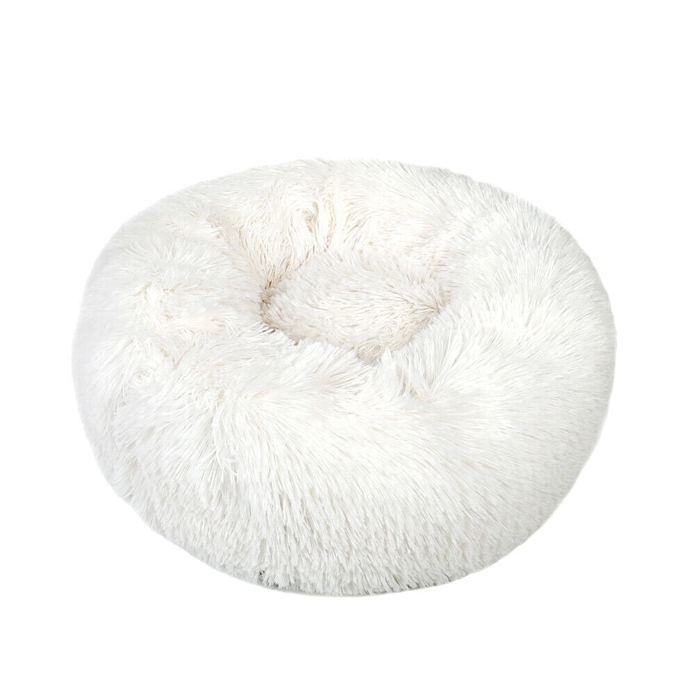 Round Plush Pet Bed for Dogs & Cats,Fluffy Soft Warm Calming Dog Bed ...