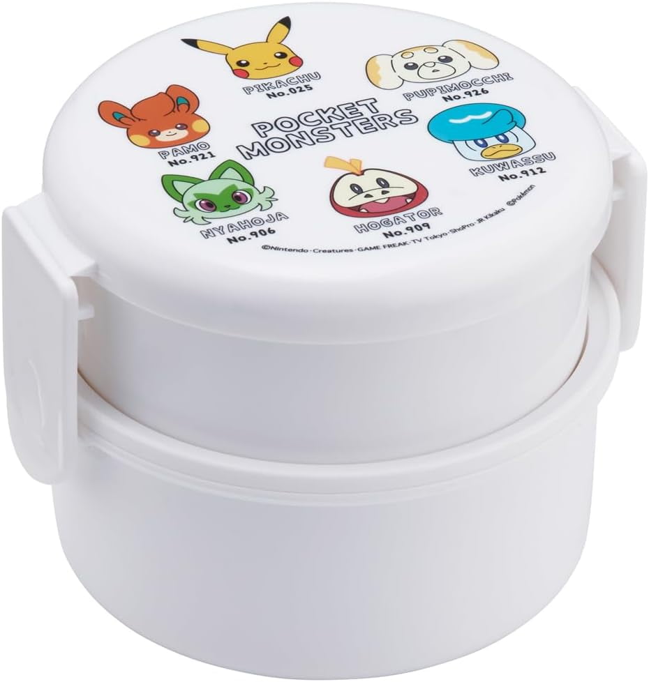 Round Pokemon Lunch Box, 16.9 fl oz (500 ml), with Fork and Two ...