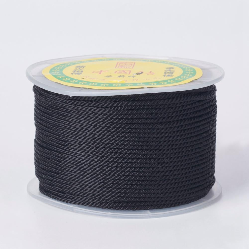 Round Polyester Cords Milan Cords/Twisted Cords Black 1.5~2mm 50yards ...