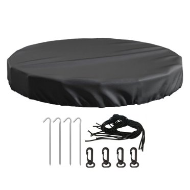 SKYSHALO 15 Ft Round Solar Pool Cover, 420D Oxford, Black, Above Ground ...