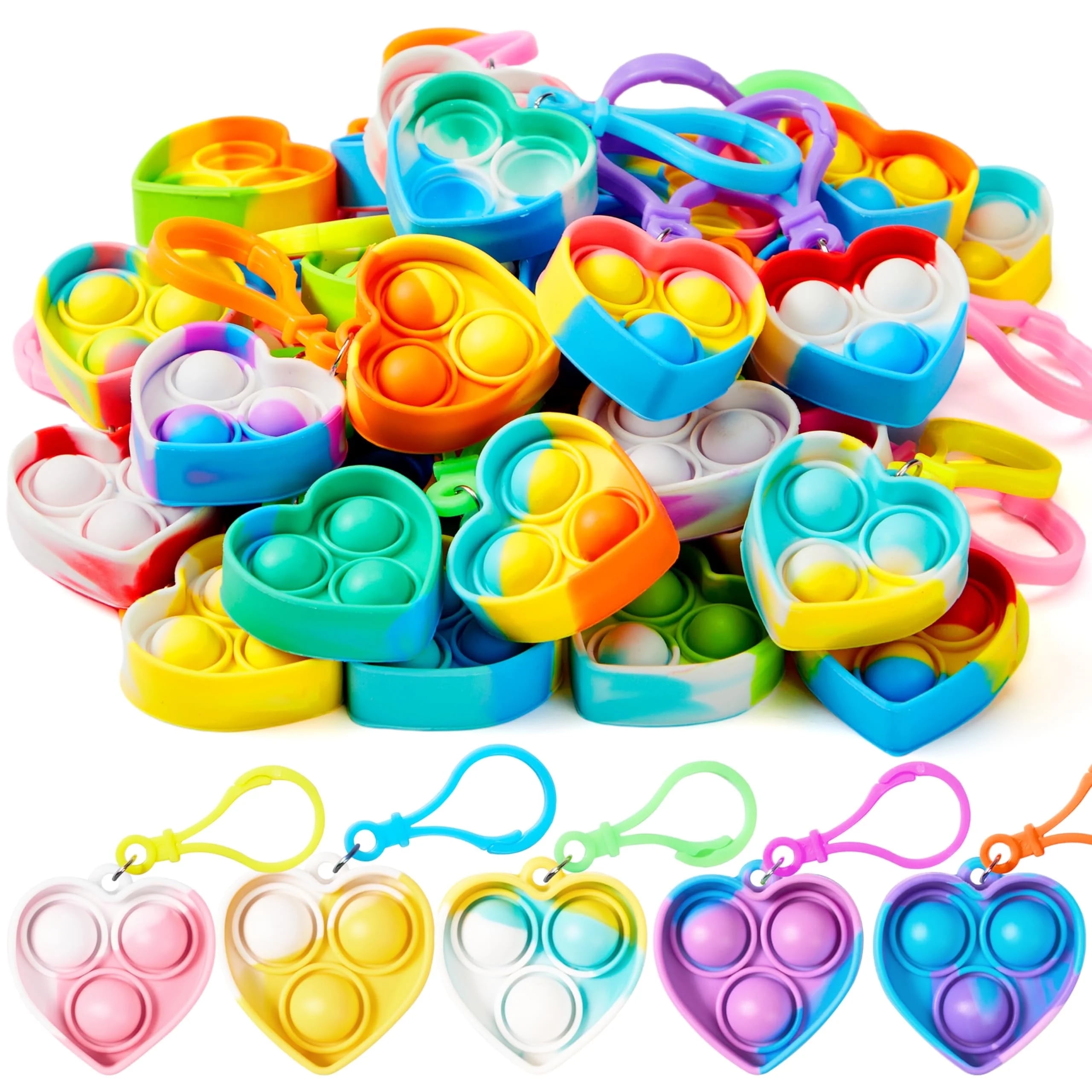 Round Pop Fidget Keychain Party Favors for Kids 30 Pack Mini Fidget Toys Bulk, Goodie Bag ...