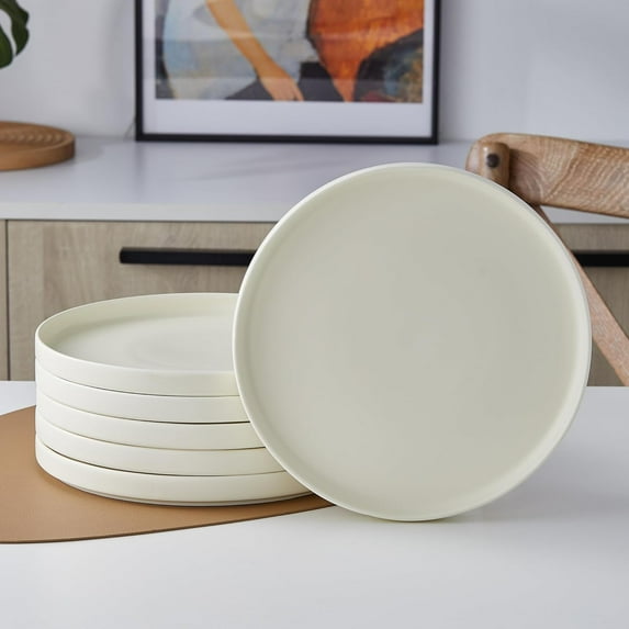 Round, Porcelain, Cream, Stella Dinner Plate 6-Piece Set - Walmart.com