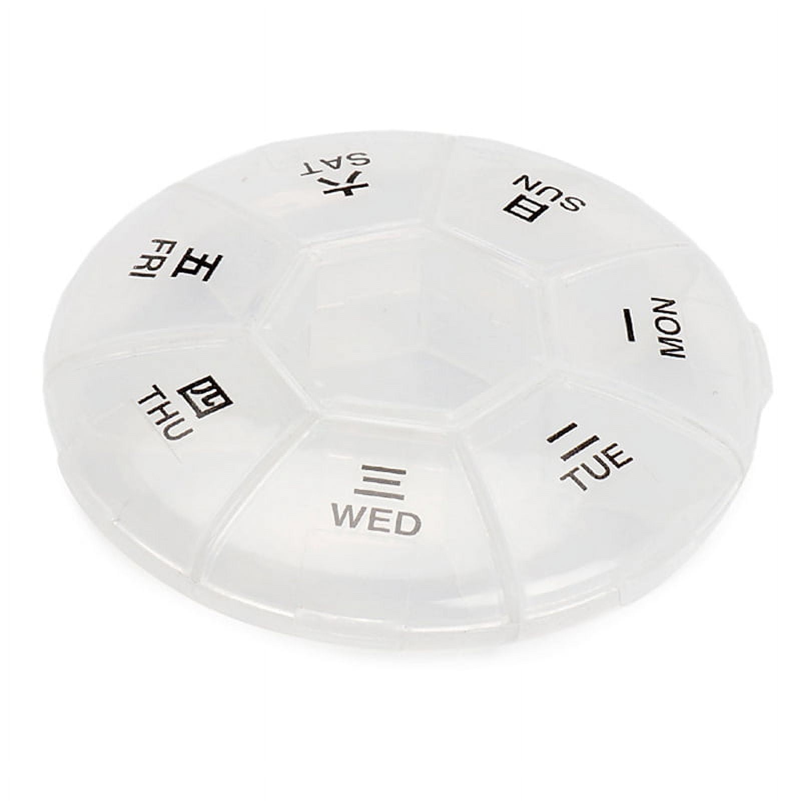 Round Portable Pill Box Medicine Planner Small Case Weekly Pill ...