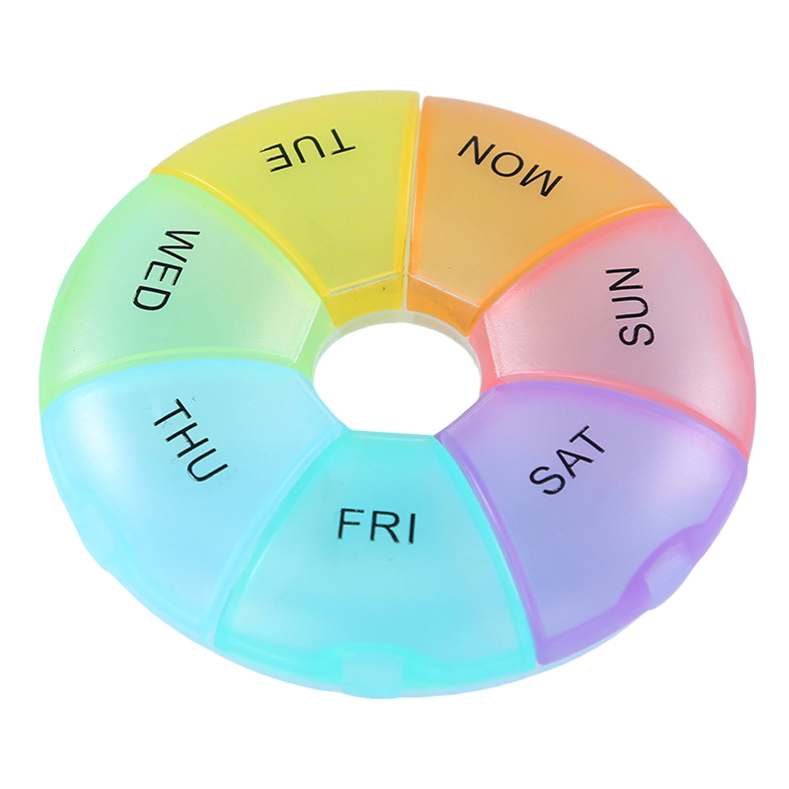 Round Portable Pill Box Medicine Planner Small case 7 Day Weekly Travel ...