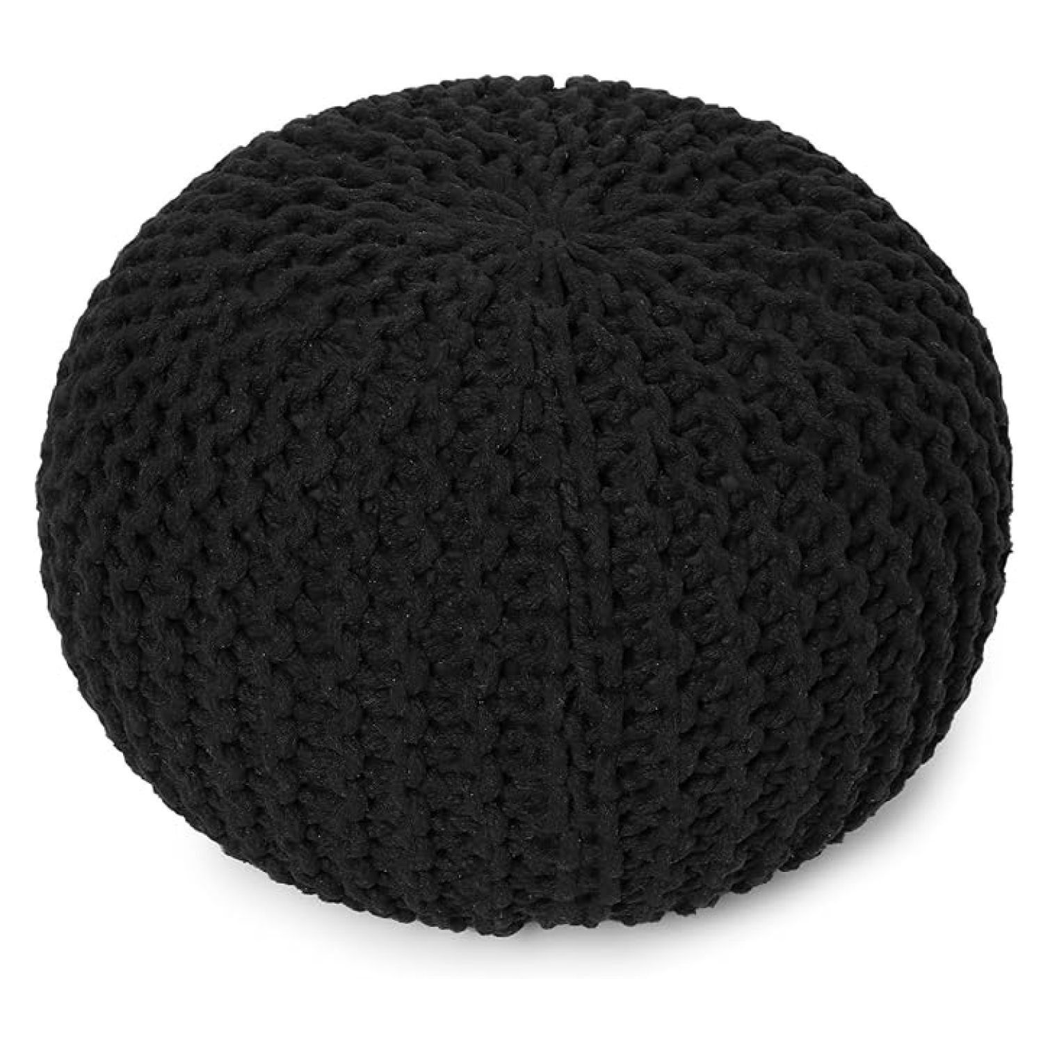 Round Pouf Foot Stool Ottoman,Hand Knitted Bean Bag,Cord Pouffe,Cable ...