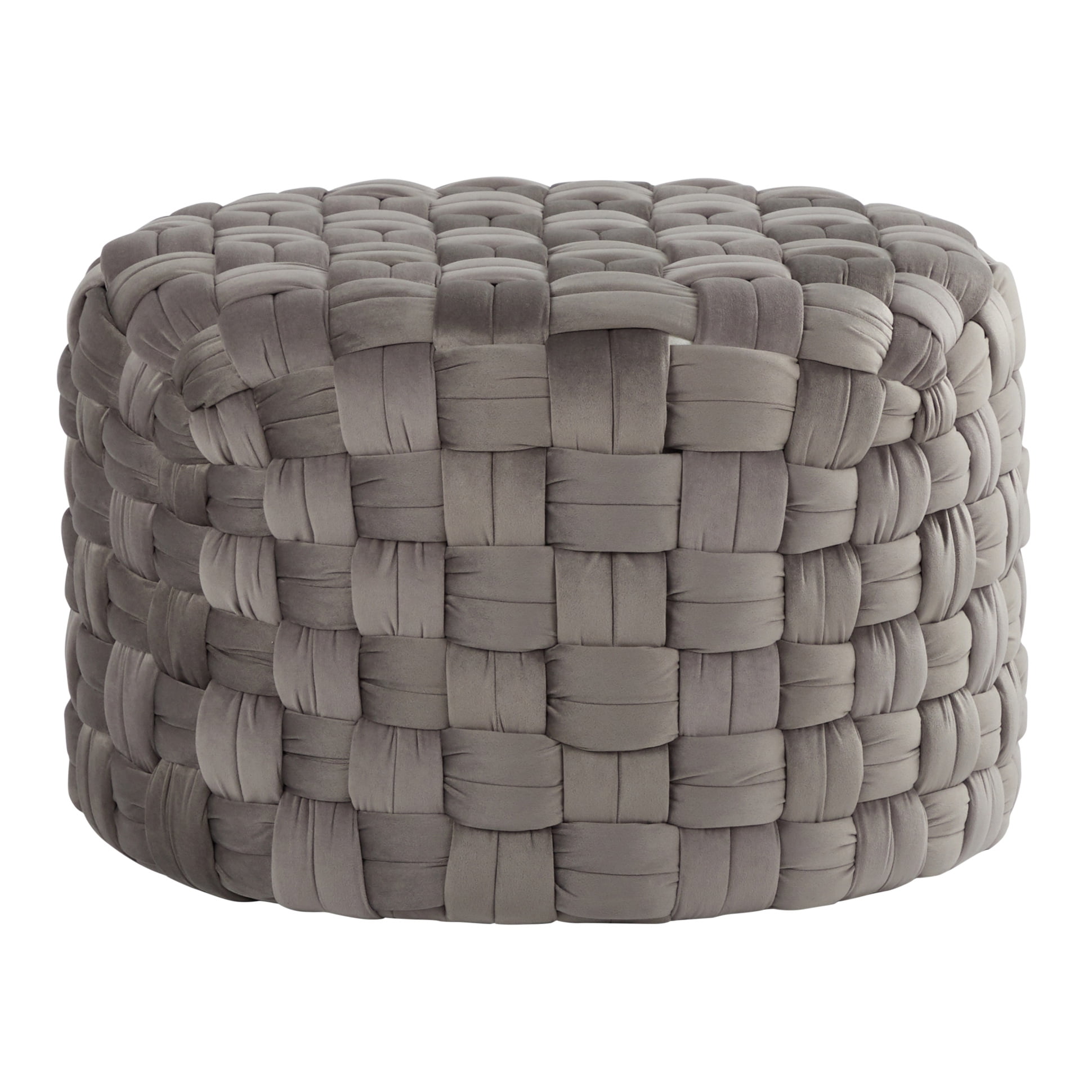 Round Pouf Foot Stool Ottoman, Modern Velvet Foot Rest for Couch ...