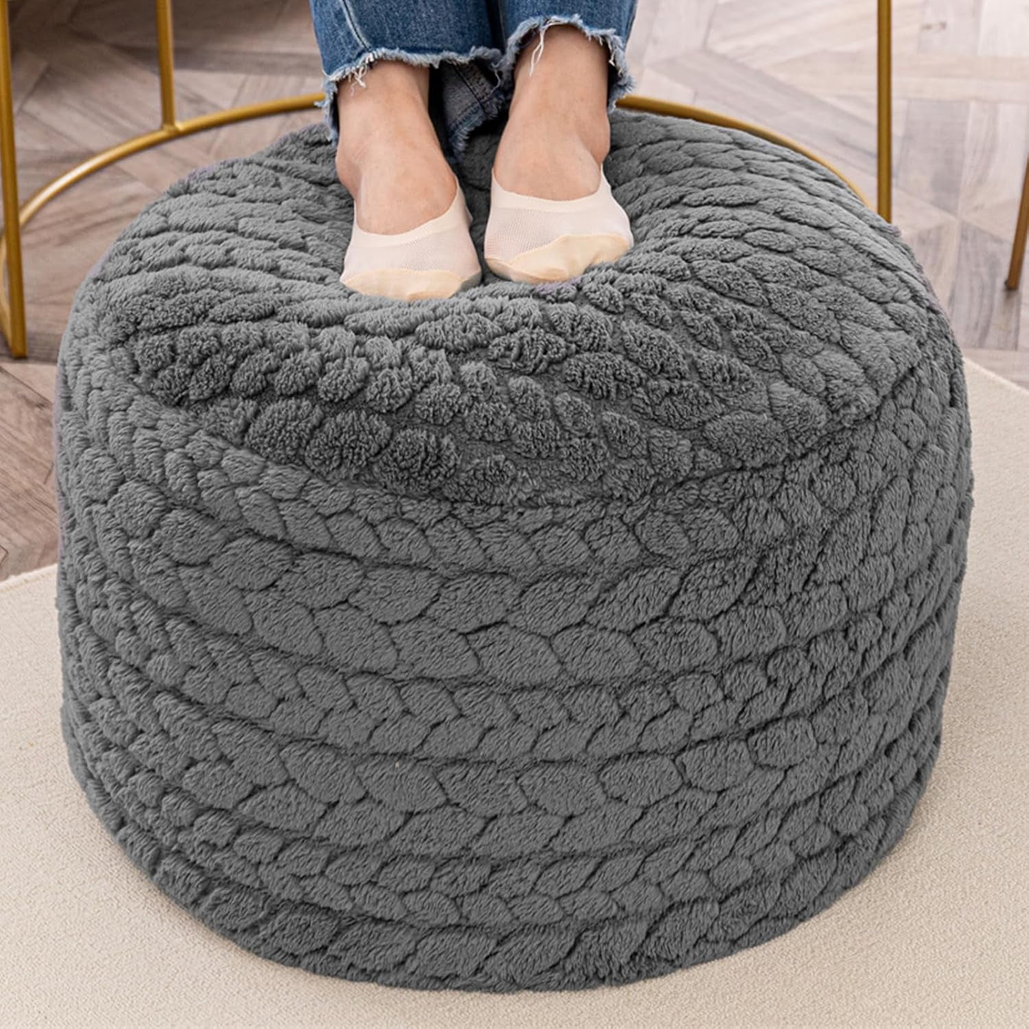 Round Pouf Ottoman 20 x 20 x 14 Inches Boho Floor Poof Home Decor Floor ...
