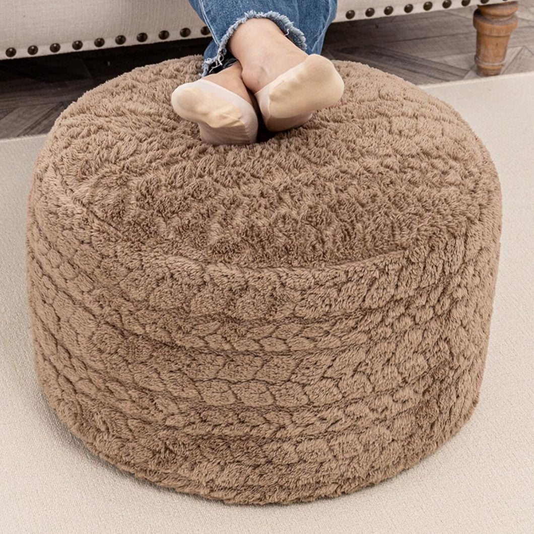 Round Pouf Ottoman 20 x 20 x 14 Inches Boho Poof Home Decor Floor ...
