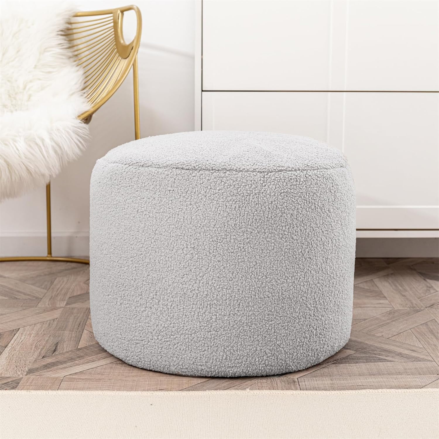 Round Pouf Ottoman 20 x 20 x 14 Inches Boho Poof Home Decor Floor ...