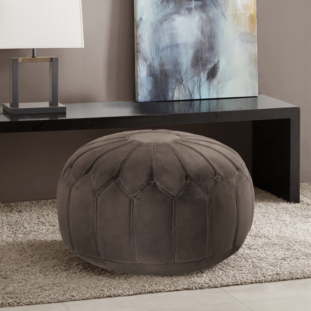 Round Pouf Ottoman, Bean Bag Chair Stuffed Floor Ottoman Foot Rest with ...