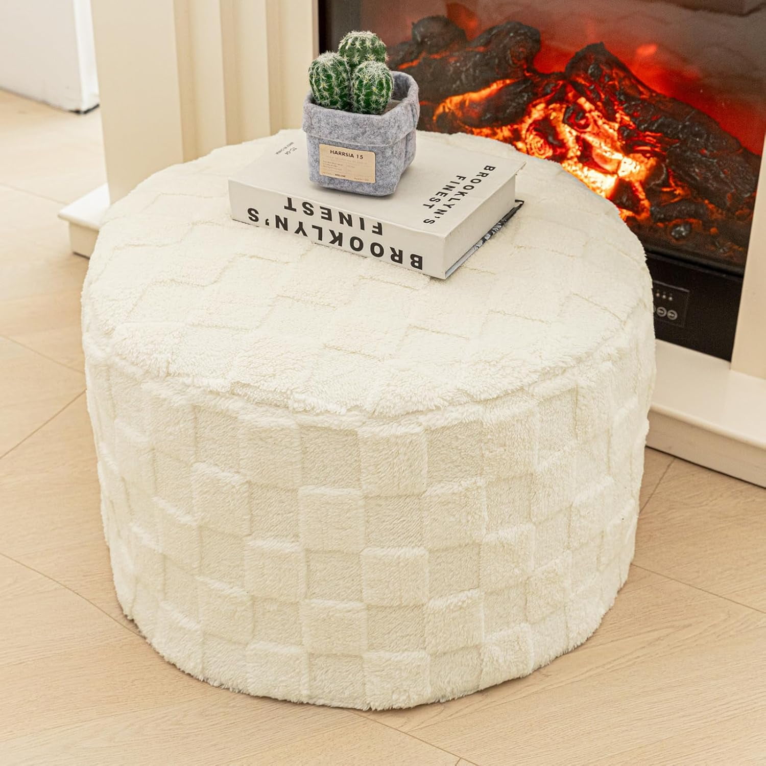 Round Pouf Ottoman Boho Poof Home Decor Floor Pouffe Ottoman Foot Rest ...
