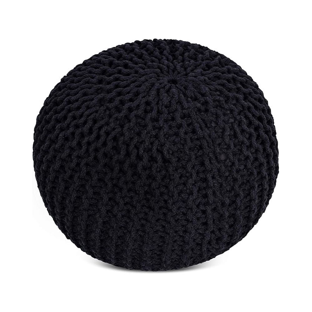 Round Pouf Ottoman, Comfortable Cotton Braided Foot Stool Round Ottoman ...