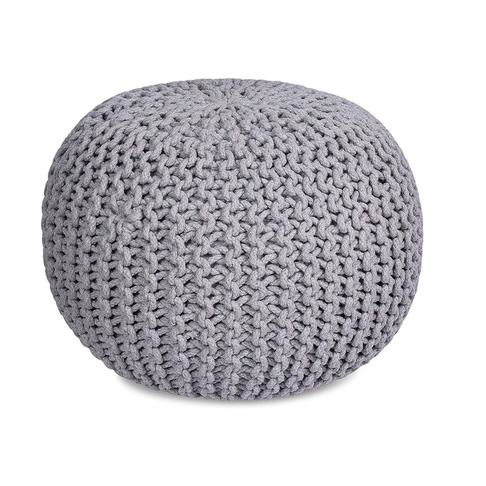 Round Pouf Ottoman, Cotton Braided Foot Stool Round Ottoman, Pouf ...