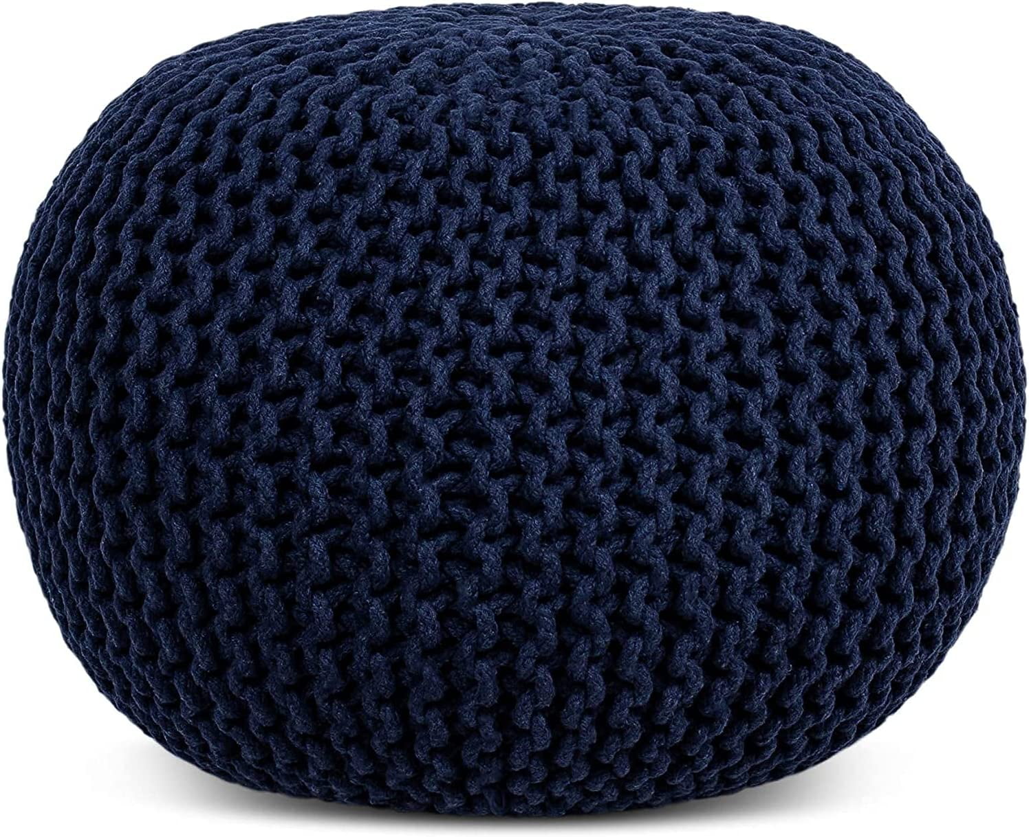 Round Pouf Ottoman Hand Knitted 100% Cotton Pouf Foot Stool - Knitted ...