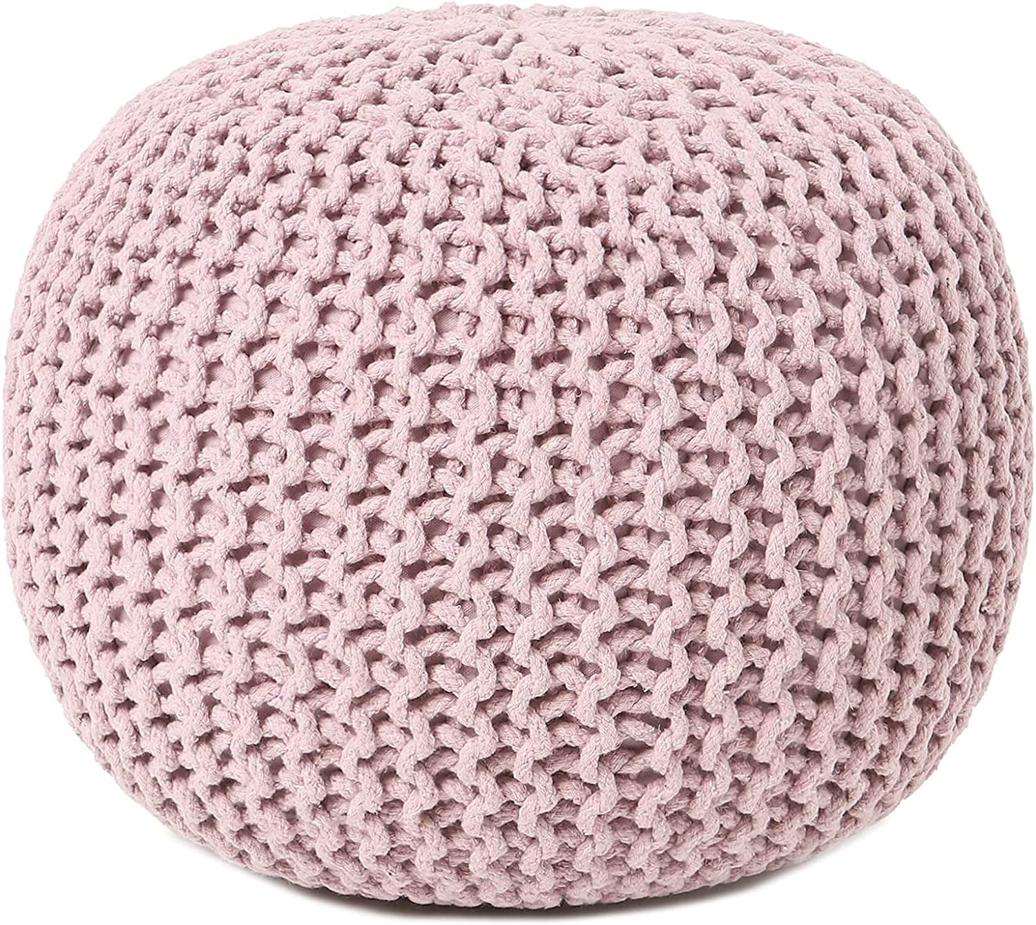 · Round Pouf Ottoman - Hand Knitted Boho Poof Home Décor Pouffe ...