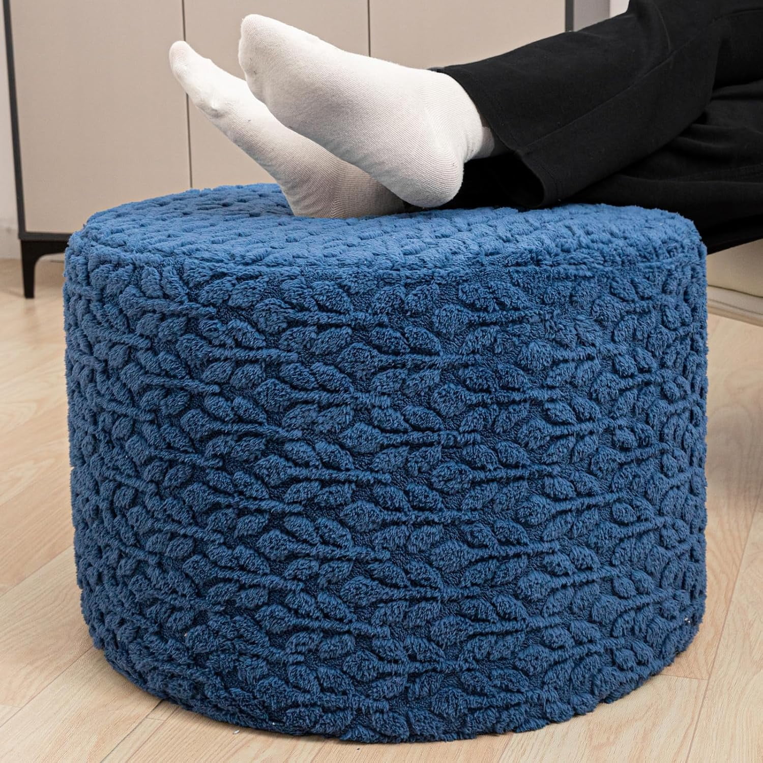 Round Pouf Ottoman Stuffed 20 x 20 x 14 Inches Boho Poof Foot Stool ...