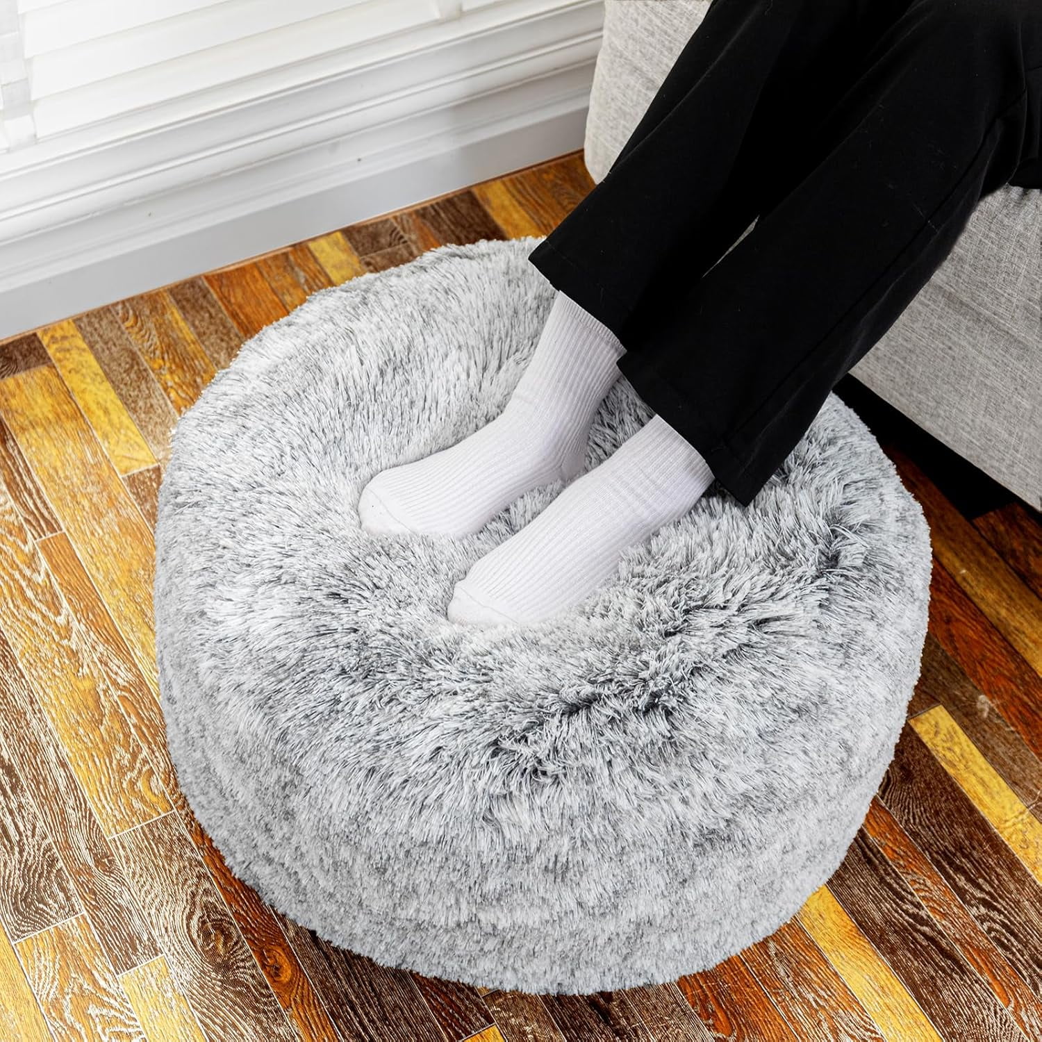 Round Pouf Ottoman Stuffed Floor Foot Stool Floor Chair for Living Room ...
